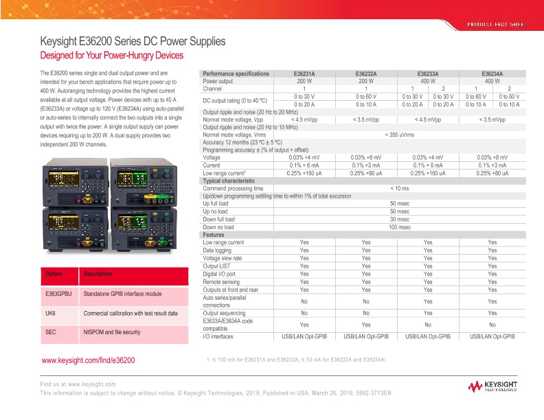 E36200 Series DC Power Supplies PDF Asset Page | Keysight
